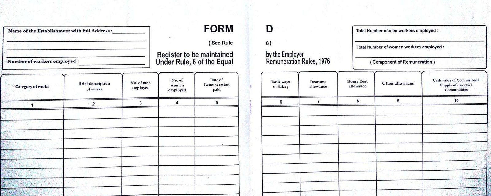 Get Equal Remuneration Register - Form D Bapuji in Mumbai