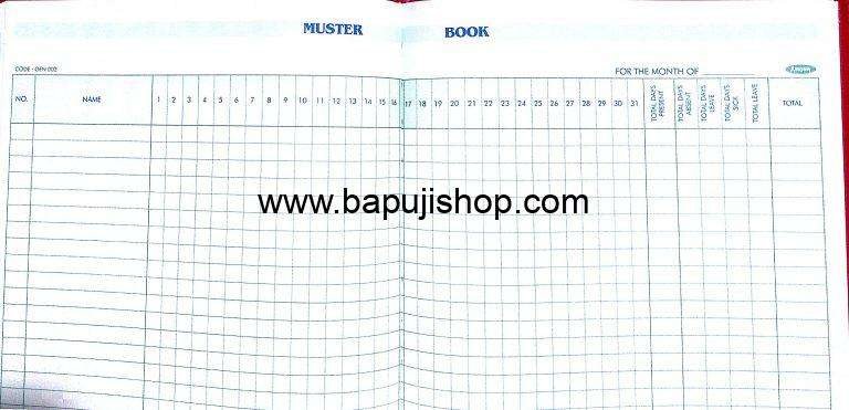 Muster Book - Worker Monthly Attendance Register Copy Mumbai