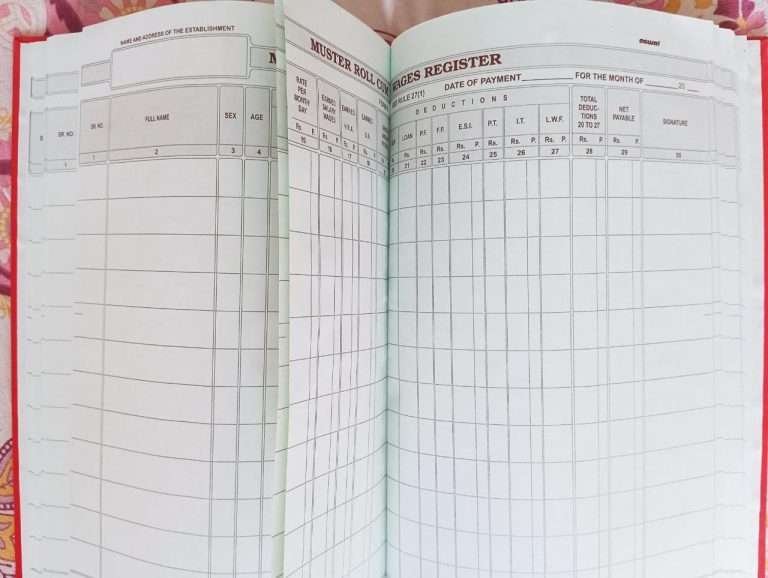 Muster Roll Attendance Register Form II - From Bapuji Mumbai Shop