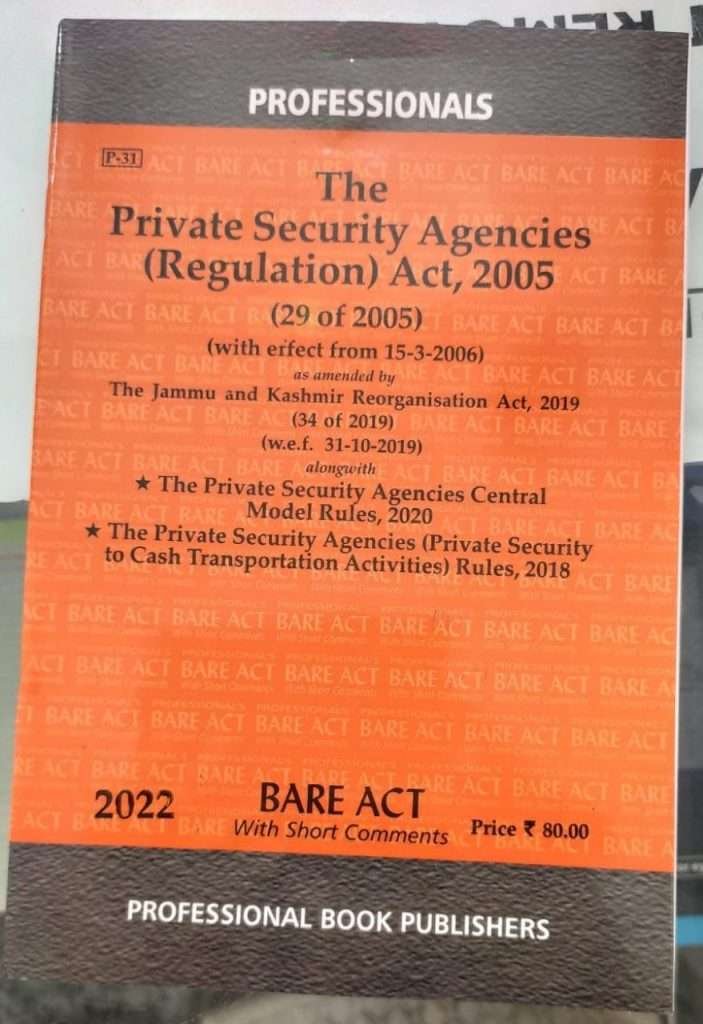 Buy Private Securities Agencies Regulation Act Bapuji since 1948 Buy Private Securities Agencies Regulation Act Bapuji since 1948