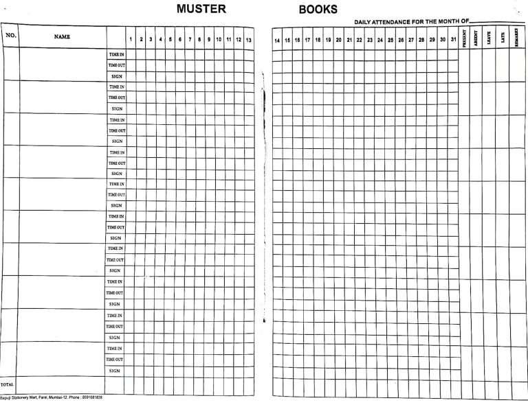 Attendance Register - For Staff Movement in Mumbai (since 1948)