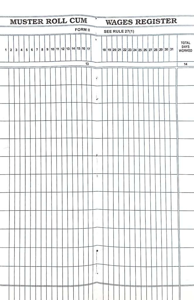 Muster Roll Attendance Register Form II - From Bapuji Mumbai Shop