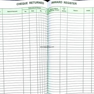 Cheque Returned Inward Register - From Bapuji Stationery Mart