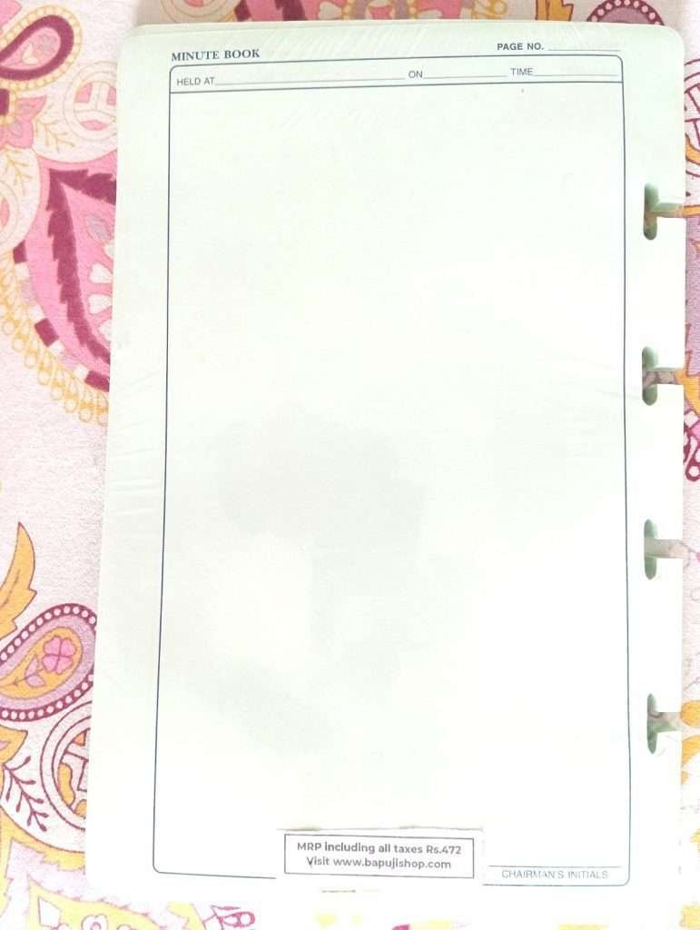 Get Company Minutes Book Sheets - today from Mumbai to all India