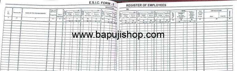 New ESIC Form 6 Register of Employees - Bapuji best (since 1948)