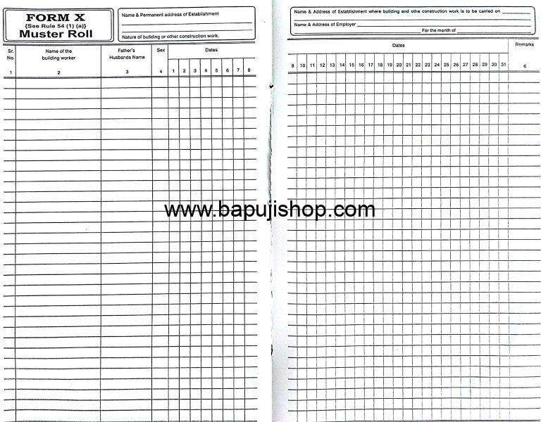 Muster roll in construction - Register New Format and Meaning