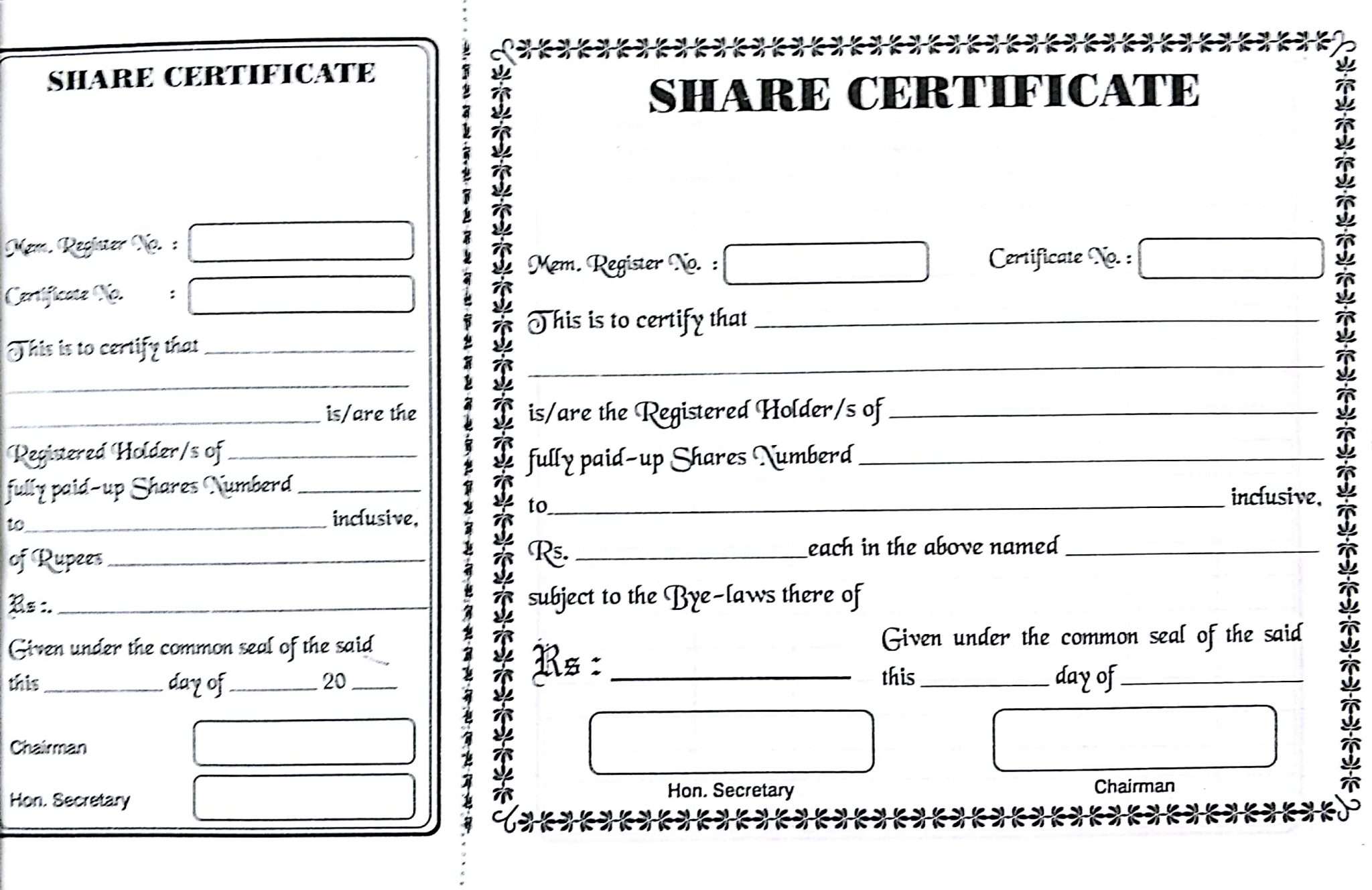 Buy Share Certificate Of Society Bapuji reputed Since 1948 