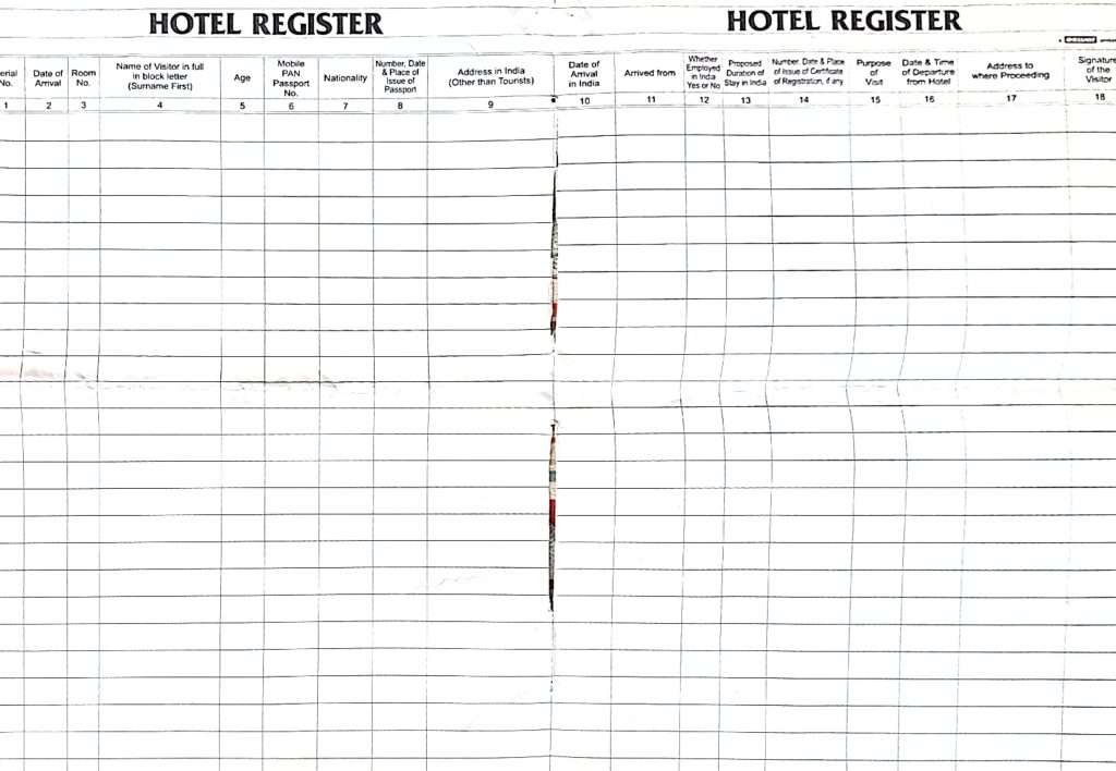 Hotel Guest Register Book - 200 Pages Mumbai Shop (since 1948)