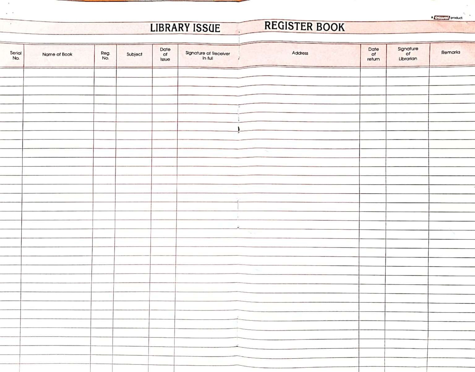 Book Issue Register for Schools, Colleges, Libraries - Mumbai Shop
