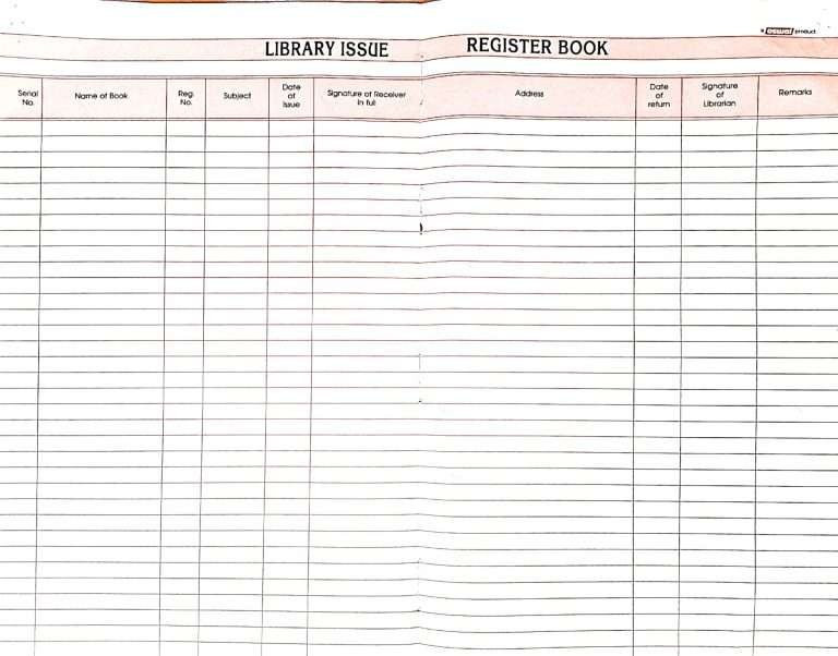 Book Issue Register for Schools, Colleges, Libraries - Mumbai Shop