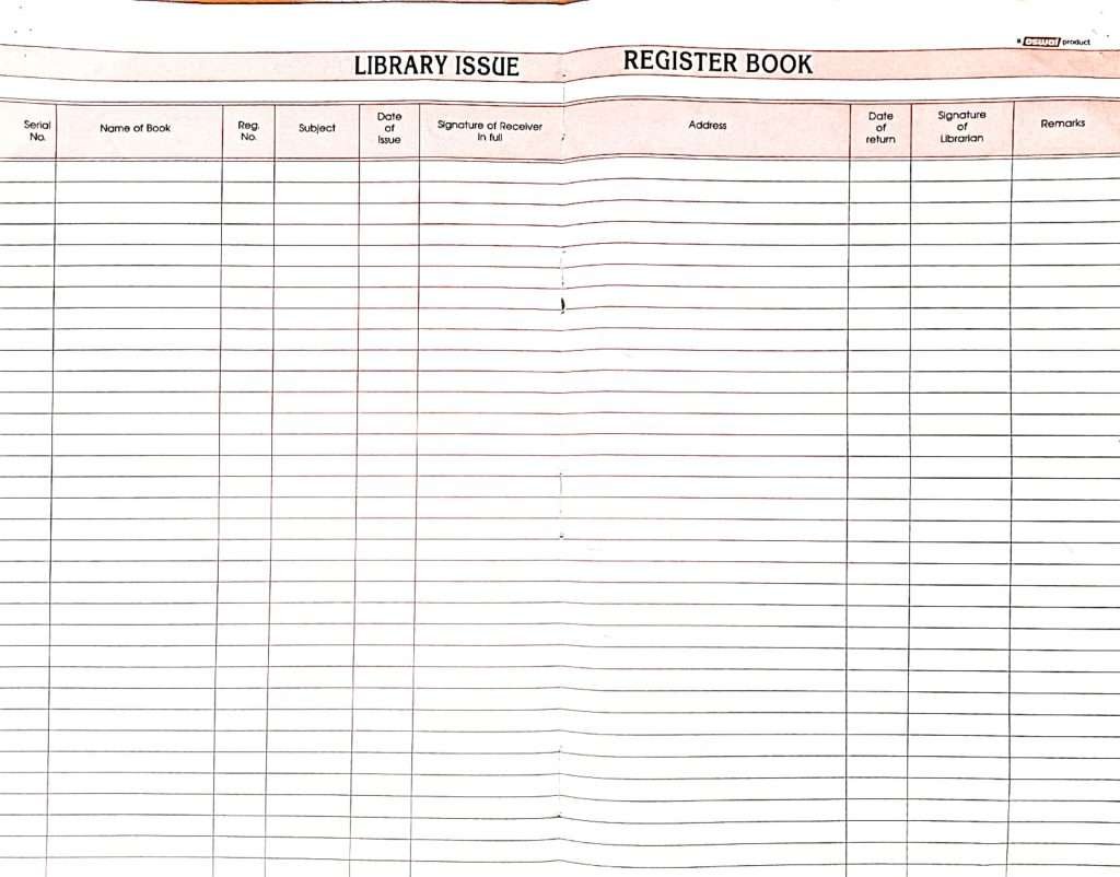 Book Issue Register for Schools, Colleges, Libraries - Mumbai Shop