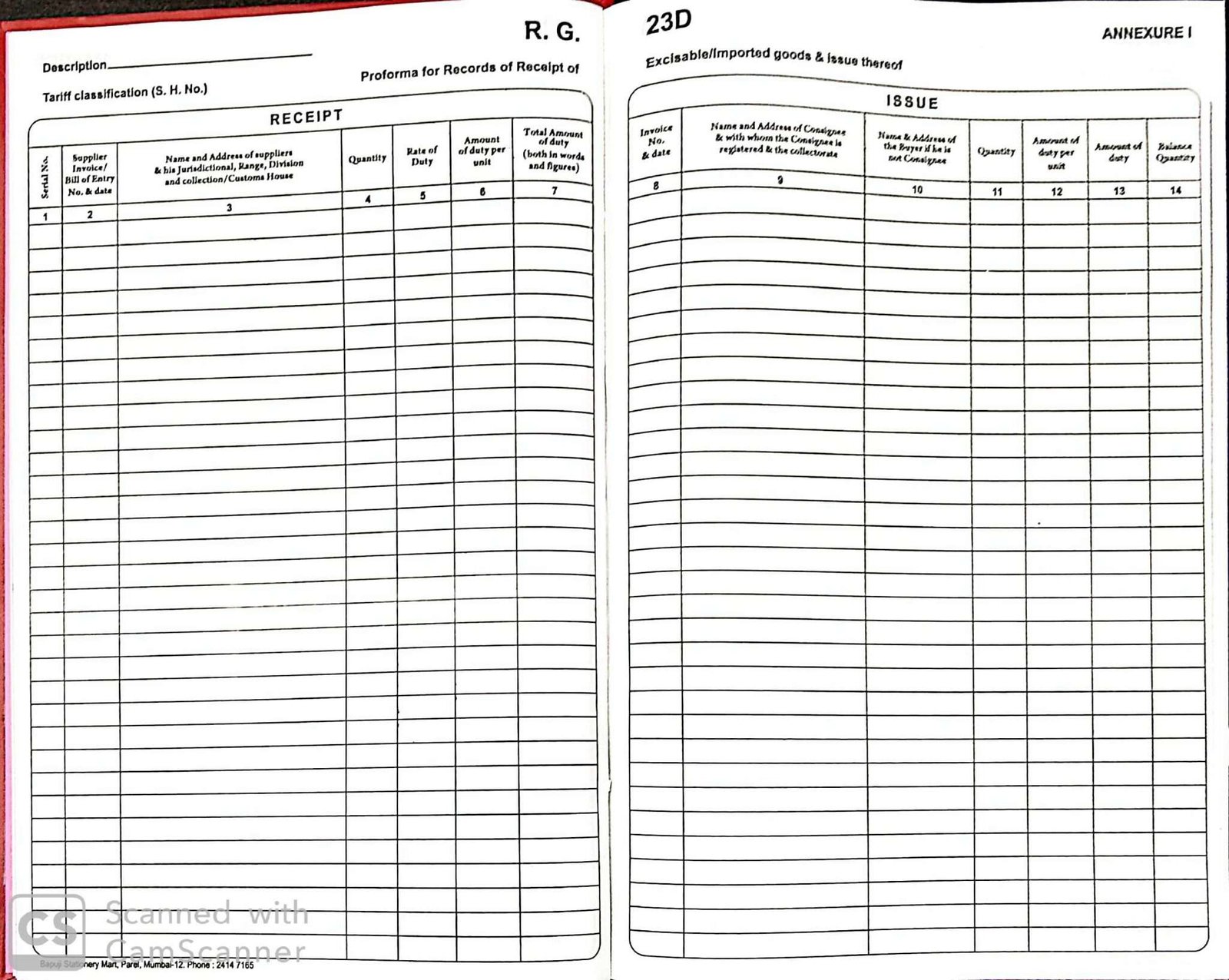 RG23d register book - Bapuji best stationery(since 1948) legal supplies