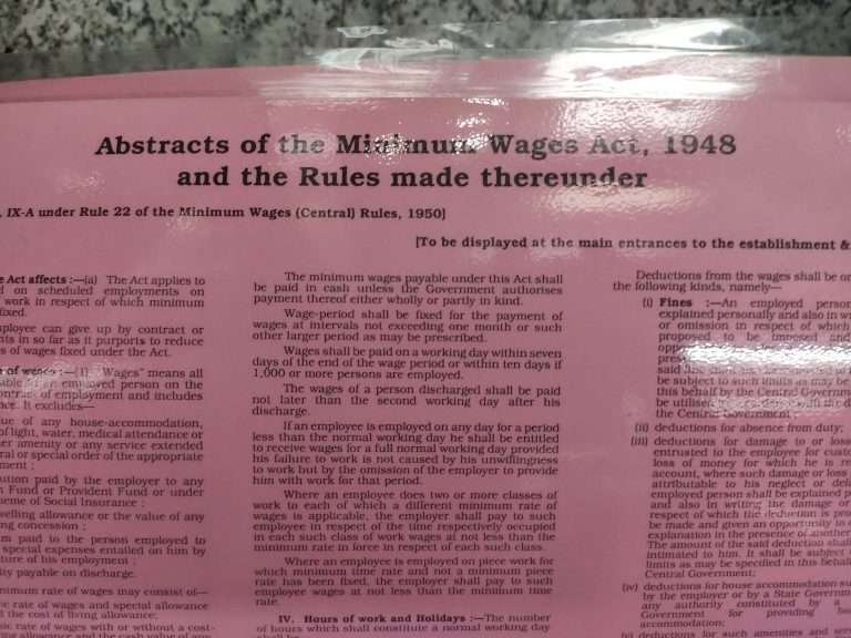 Abstract of minimum wages act 1948