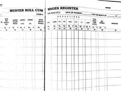 Salary register muster wages - Get it from Bapuji stationery (since 1948)