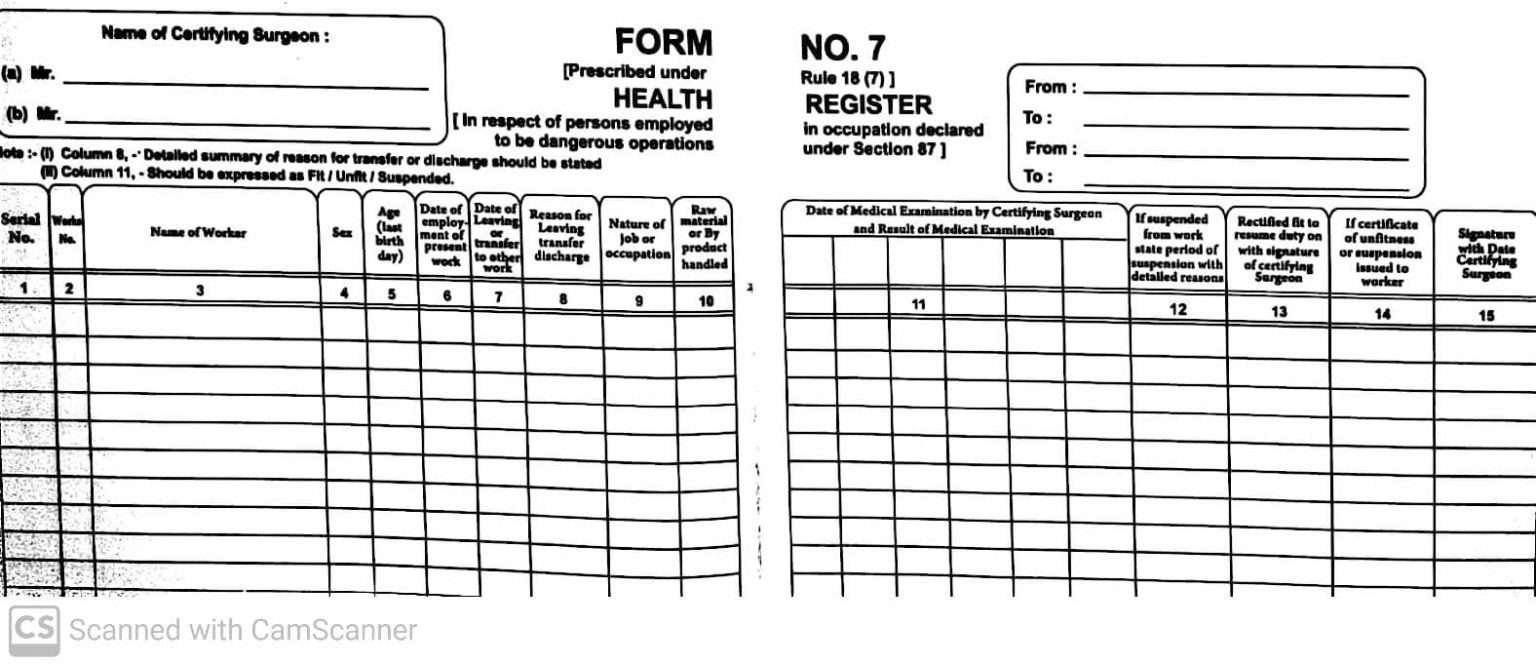 Get Form 7 Health Register - From Bapuji Mumbai (since 1948)