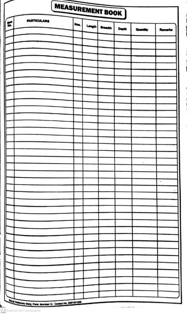 Measurement Book Civil Engineering - For Mumbai